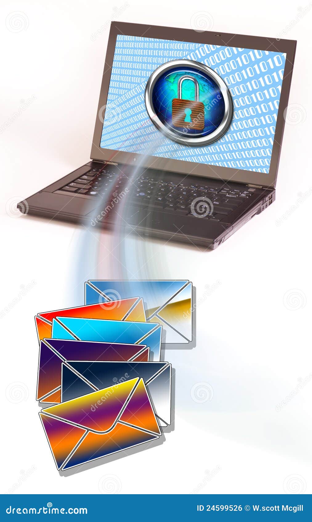 Laptop And Envelopes - Malware Infection By E-mail - Virus, Backdoor ...