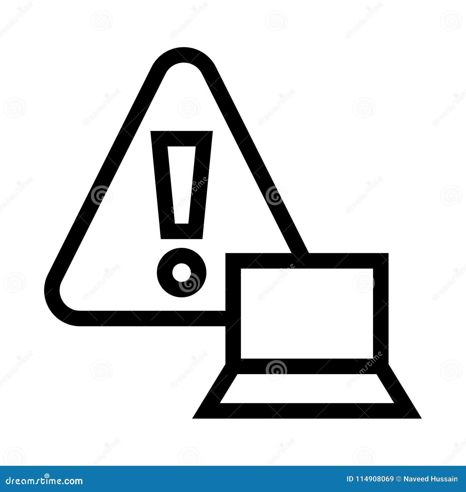 Laptop error line icon stock illustration. Illustration of exclamation ...