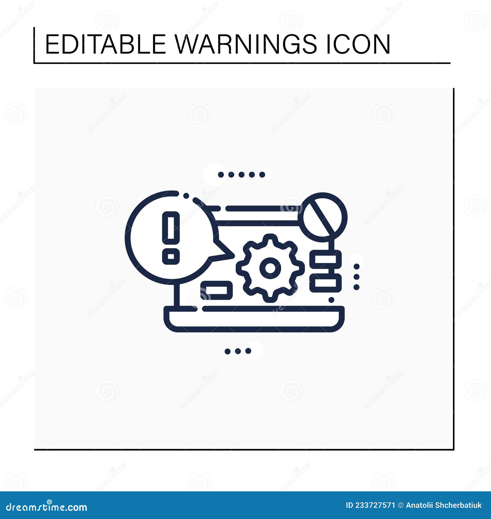 Laptop Error Notification Line Icon Stock Vector - Illustration of ...