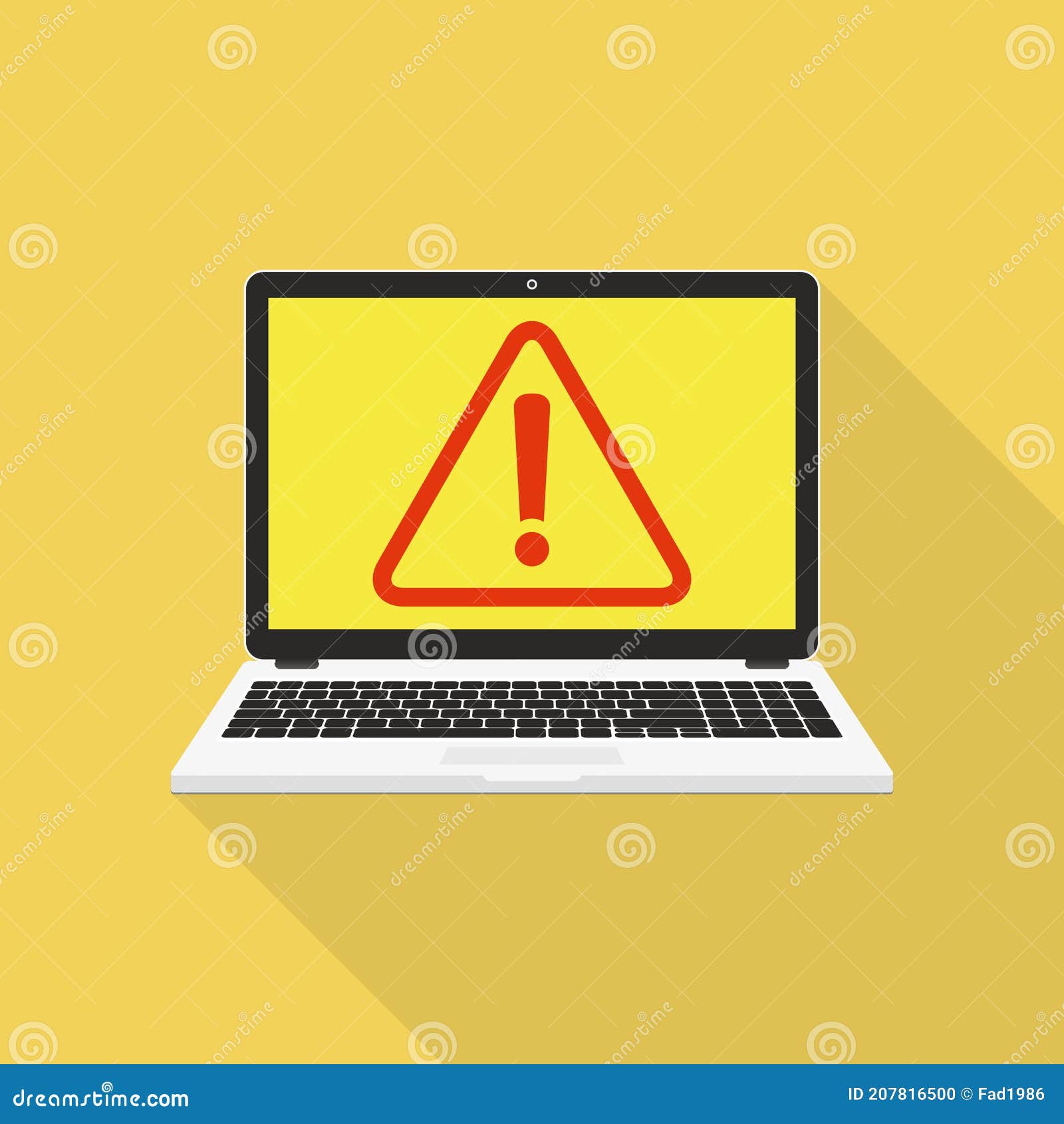 Laptop with Exclamation Mark on the Display Stock Vector - Illustration ...