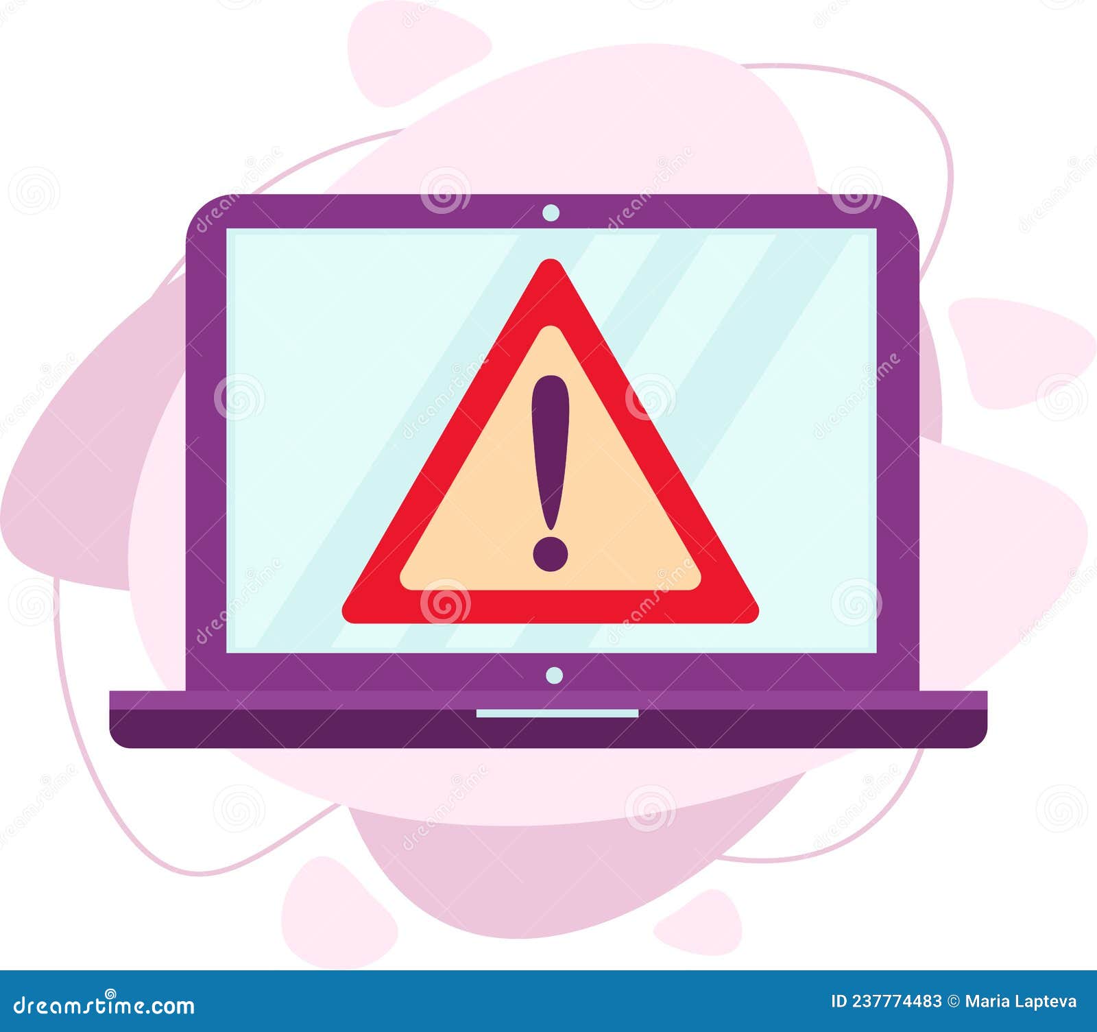 A Laptop with an Exclamation Mark Icon on the Screen. Stock Vector ...