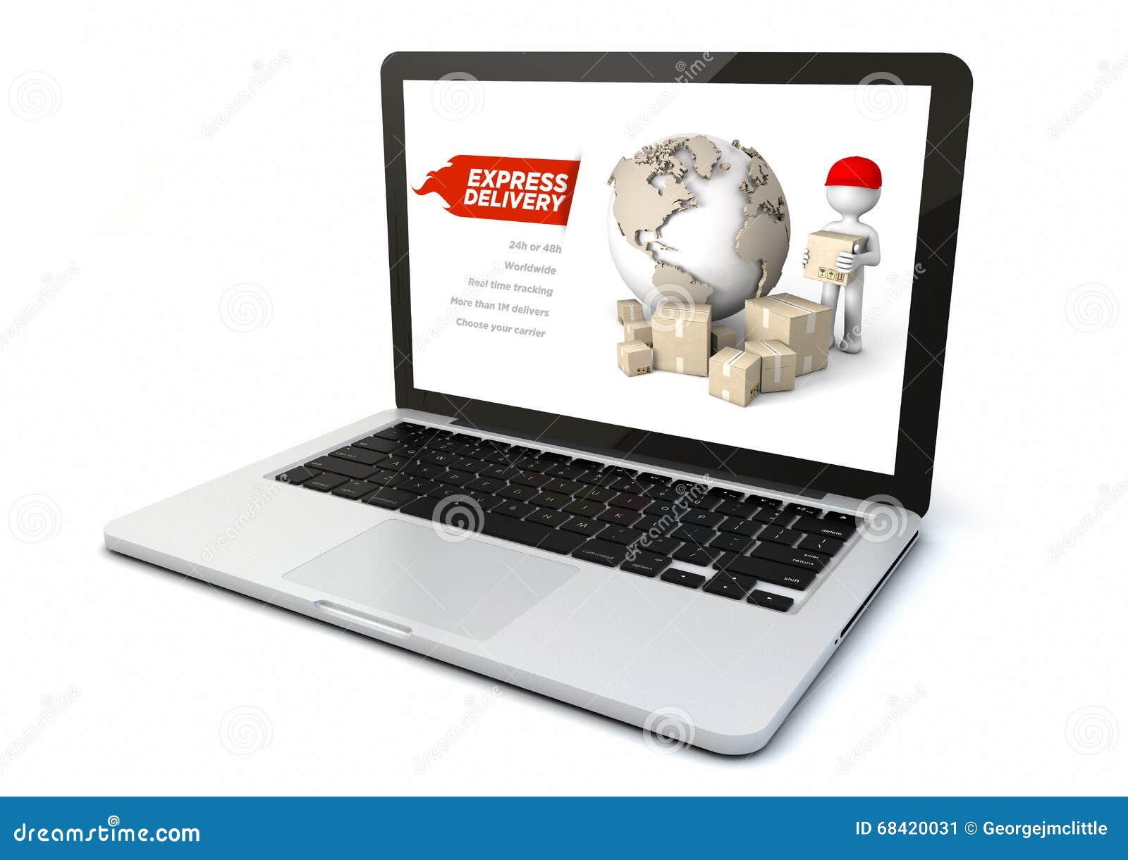 Laptop express delivery stock illustration. Illustration of marketing ...