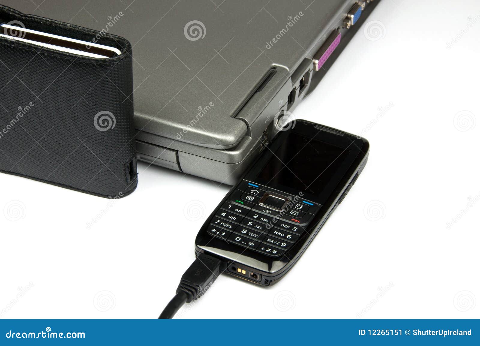 Laptop with External Hard Drive and Phone Stock Image - Image of disk ...