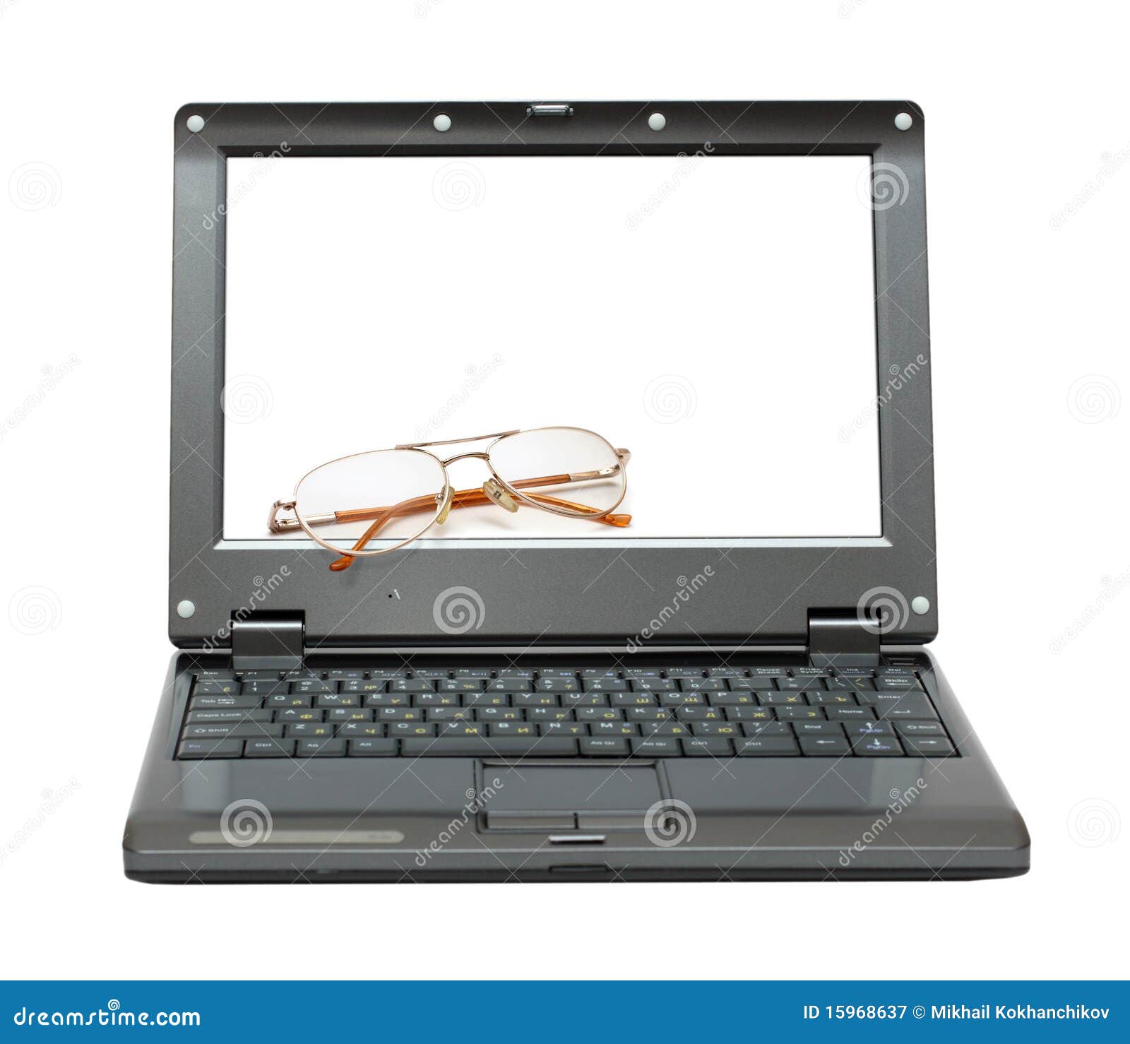 Laptop with eyeglasses stock image. Image of lying, eyeglasses - 15968637