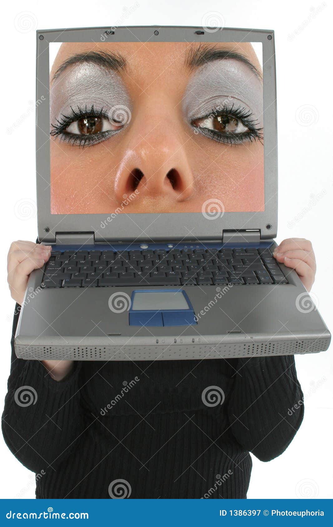 Laptop Face stock image. Image of hold, close, face, people - 1386397