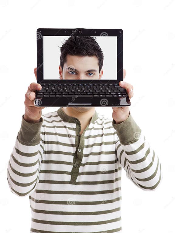 Laptop face stock photo. Image of happy, background, positive - 19044642