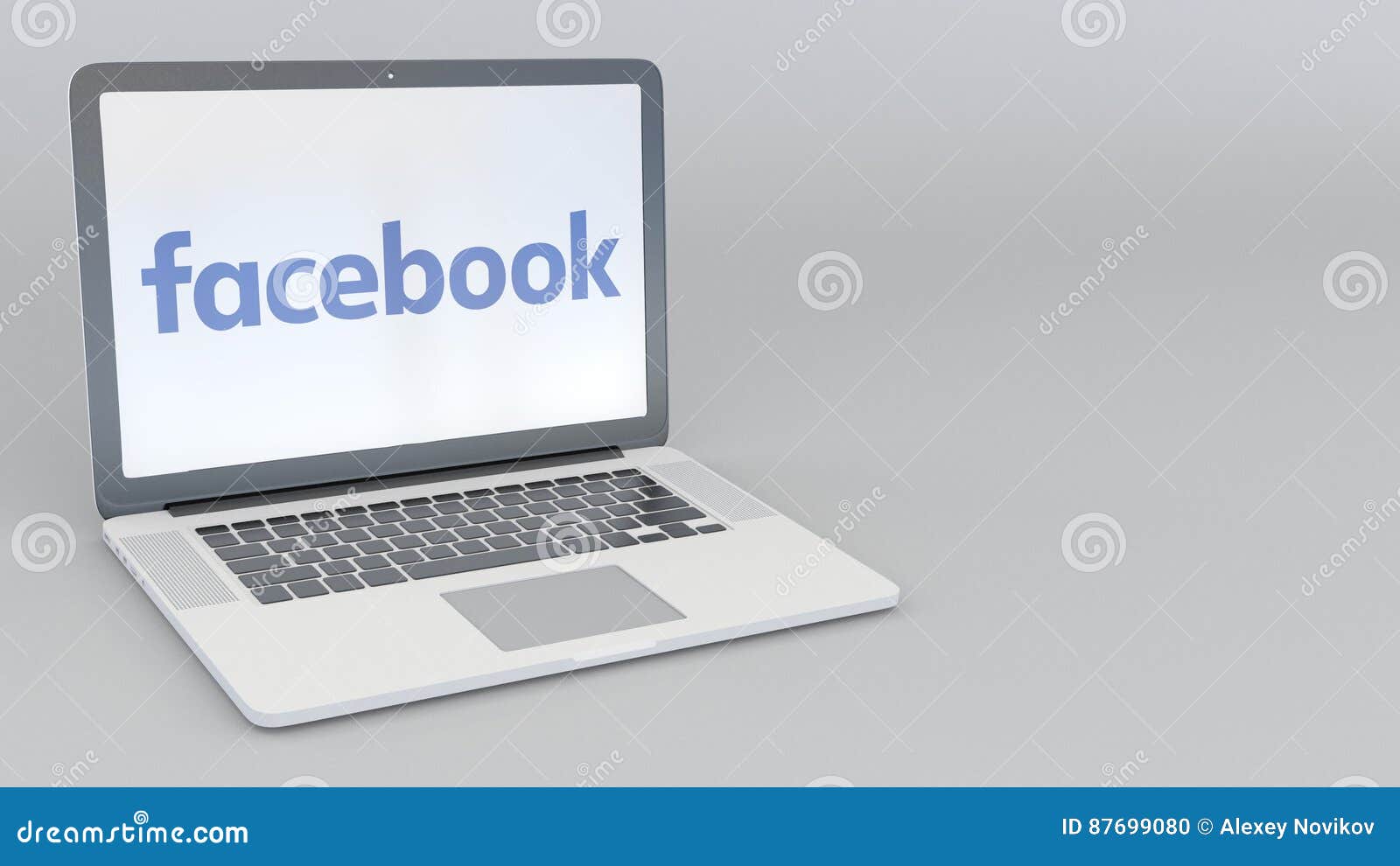 Laptop with Facebook Logo. Computer Technology Conceptual Editorial 3D ...