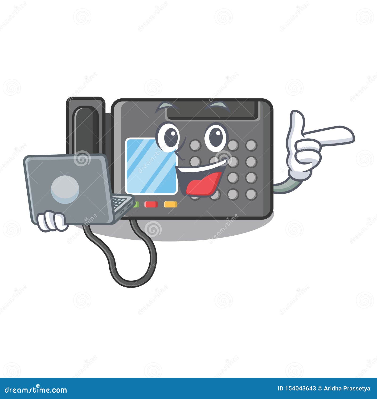 With Laptop Fax Machine Isolated in the Mascot Stock Vector ...