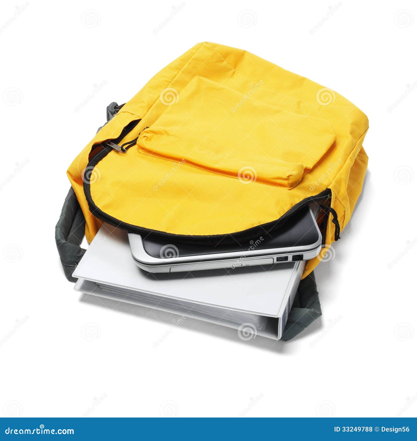 Laptop and File in Backpack Stock Photo - Image of close, carrying ...