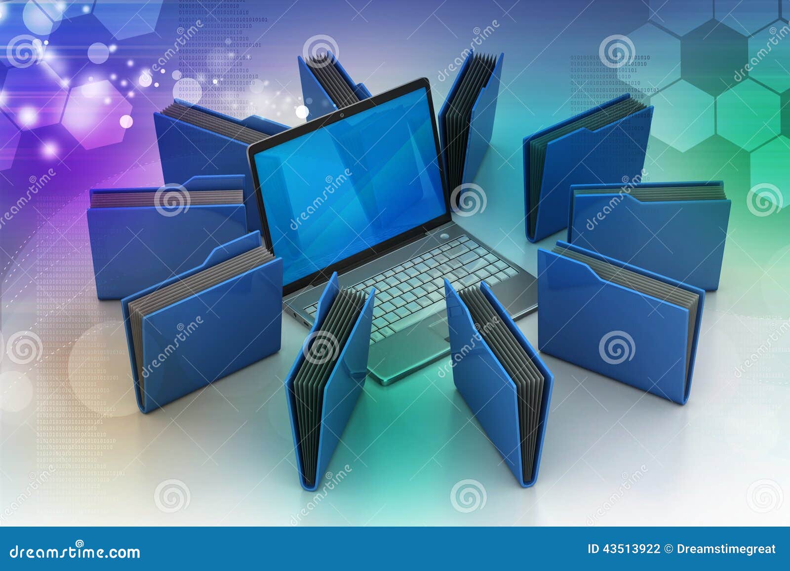 Laptop with file folder stock illustration. Illustration of email ...