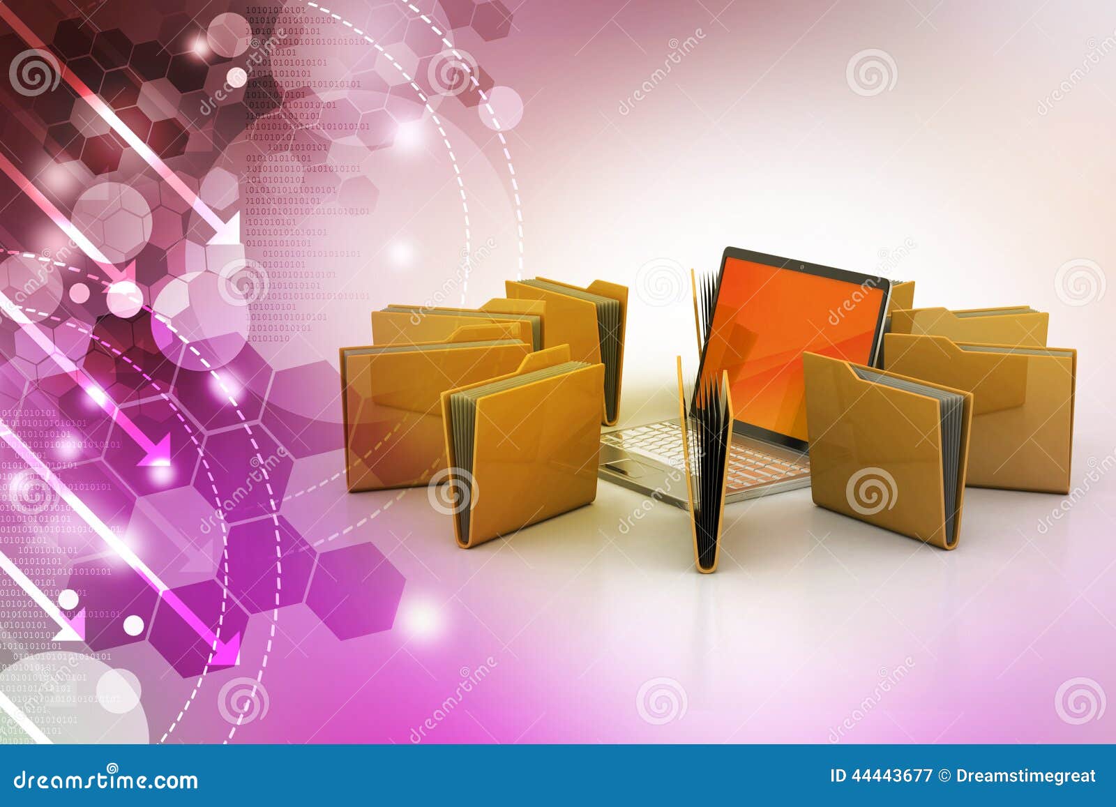 Laptop with file folder stock illustration. Illustration of portfolio ...