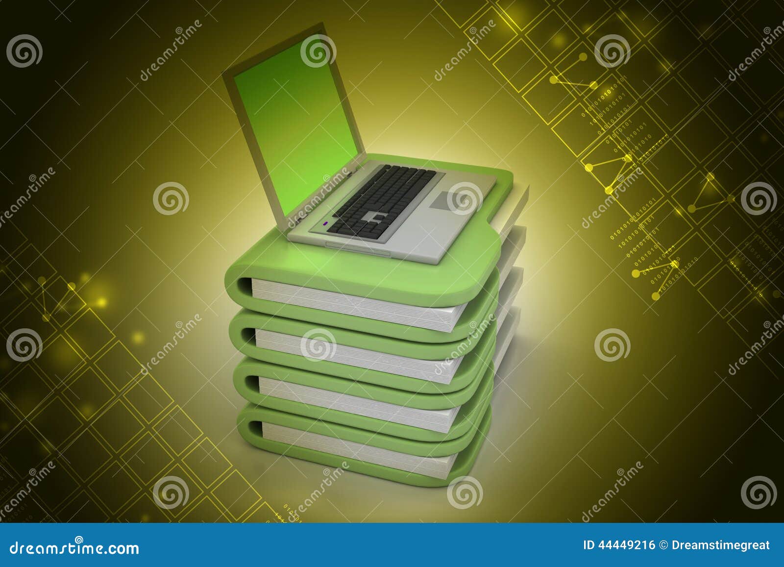 Laptop with file folder stock illustration. Illustration of object ...