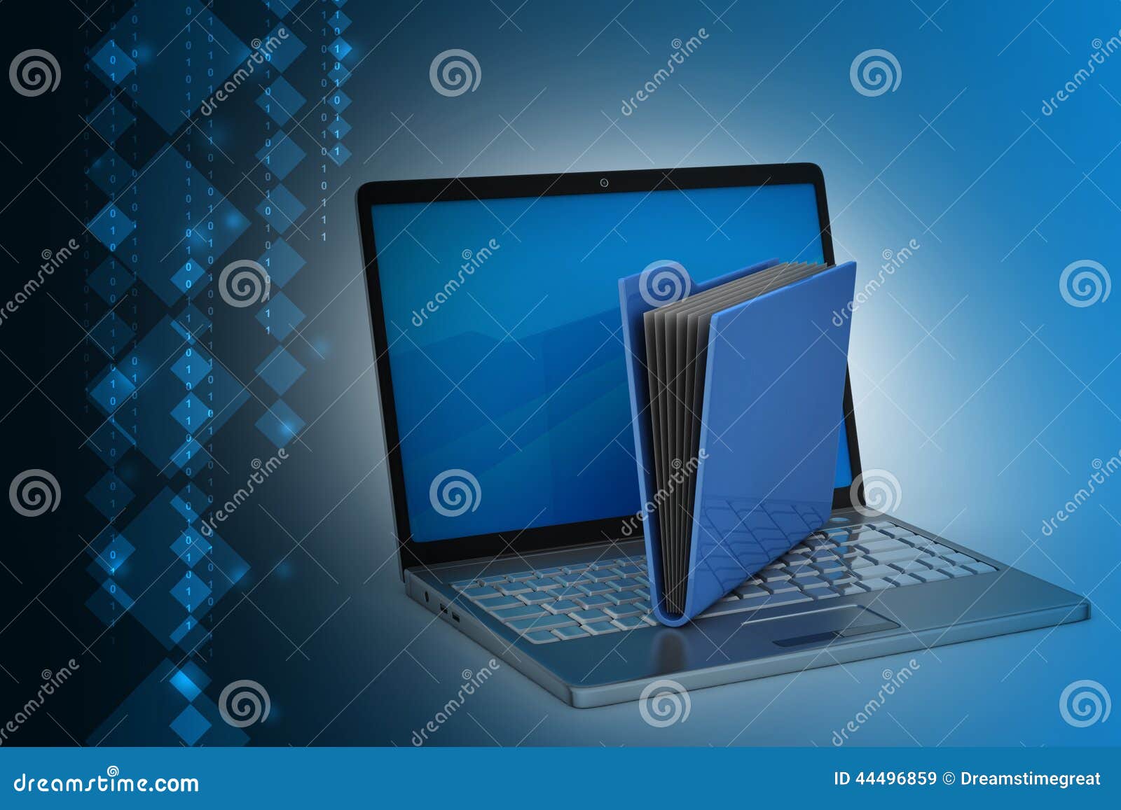 Laptop with file folder stock illustration. Illustration of digital ...