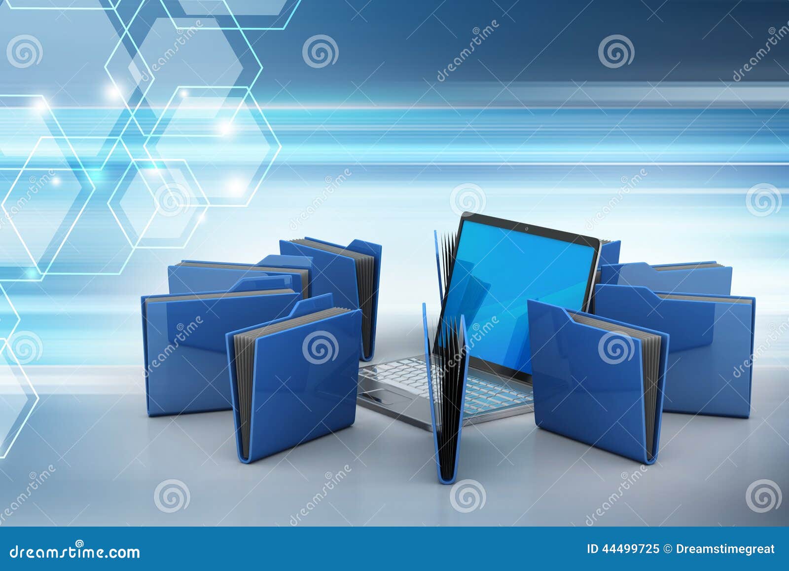 Laptop with file folder stock illustration. Illustration of keyboard ...
