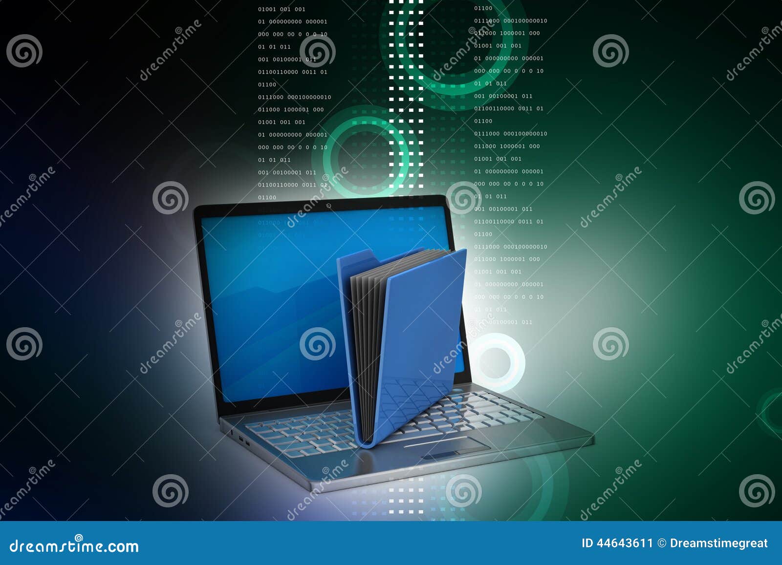 Laptop with file folder stock image. Image of business - 44643611