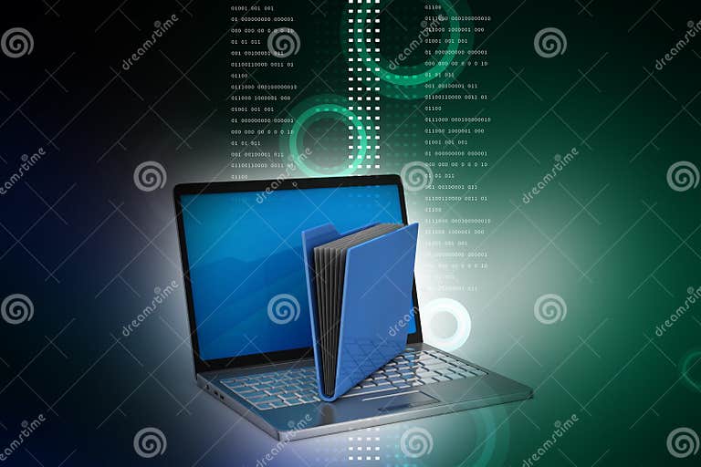 Laptop with file folder stock image. Image of business - 44643611