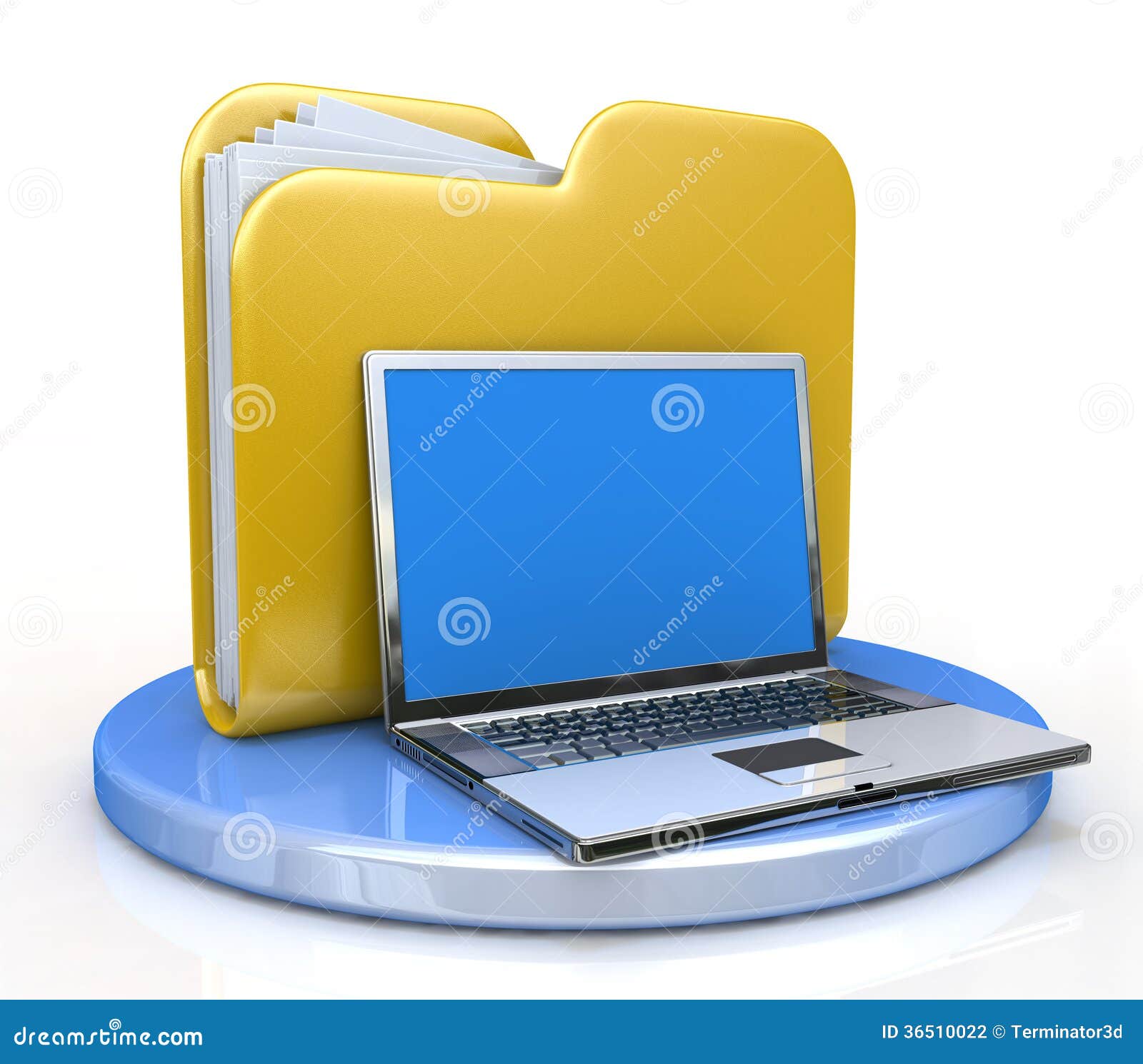 Laptop and file folder stock illustration. Illustration of rendered ...