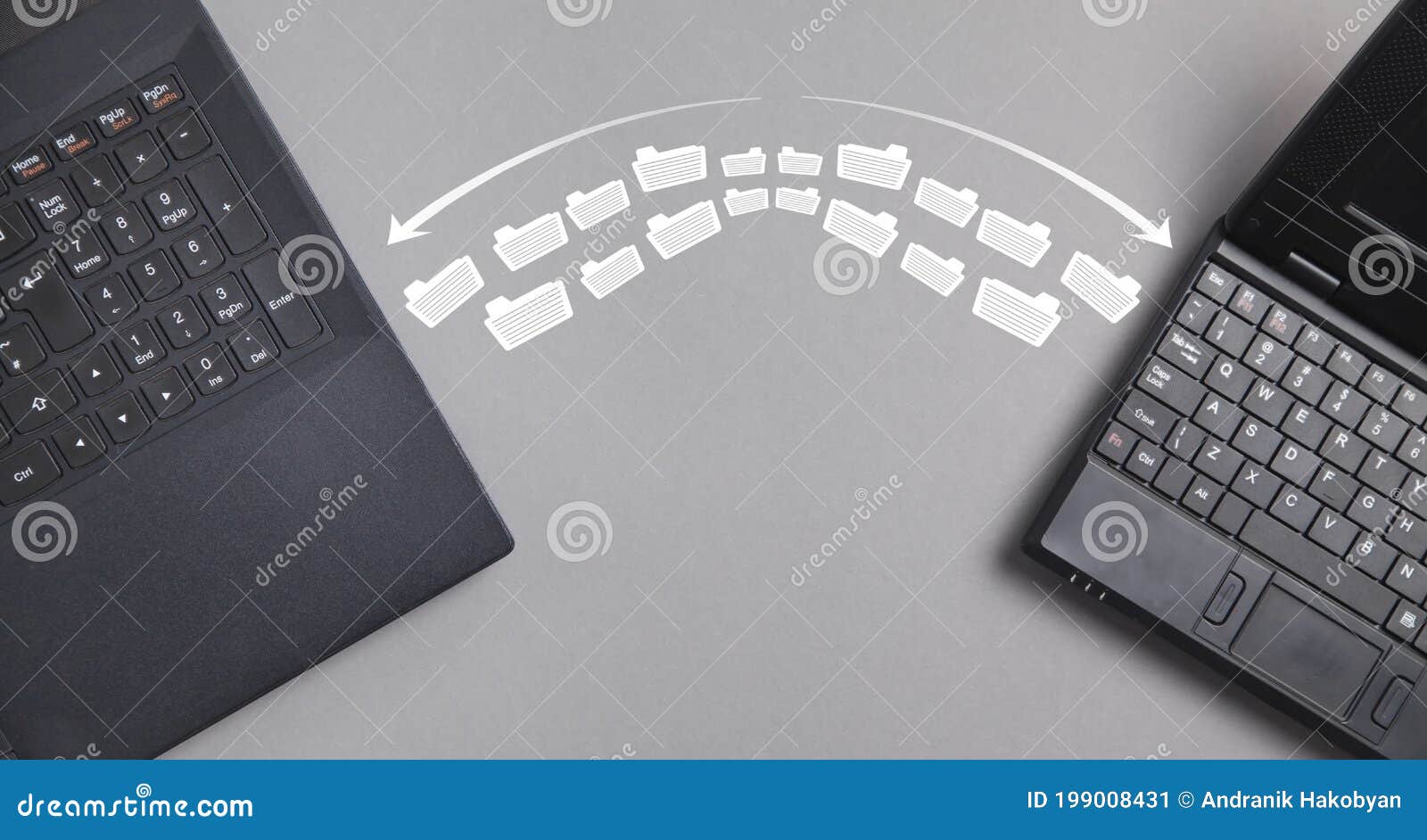 Laptop File Transfer. Concept of Information Exchange Stock Image ...