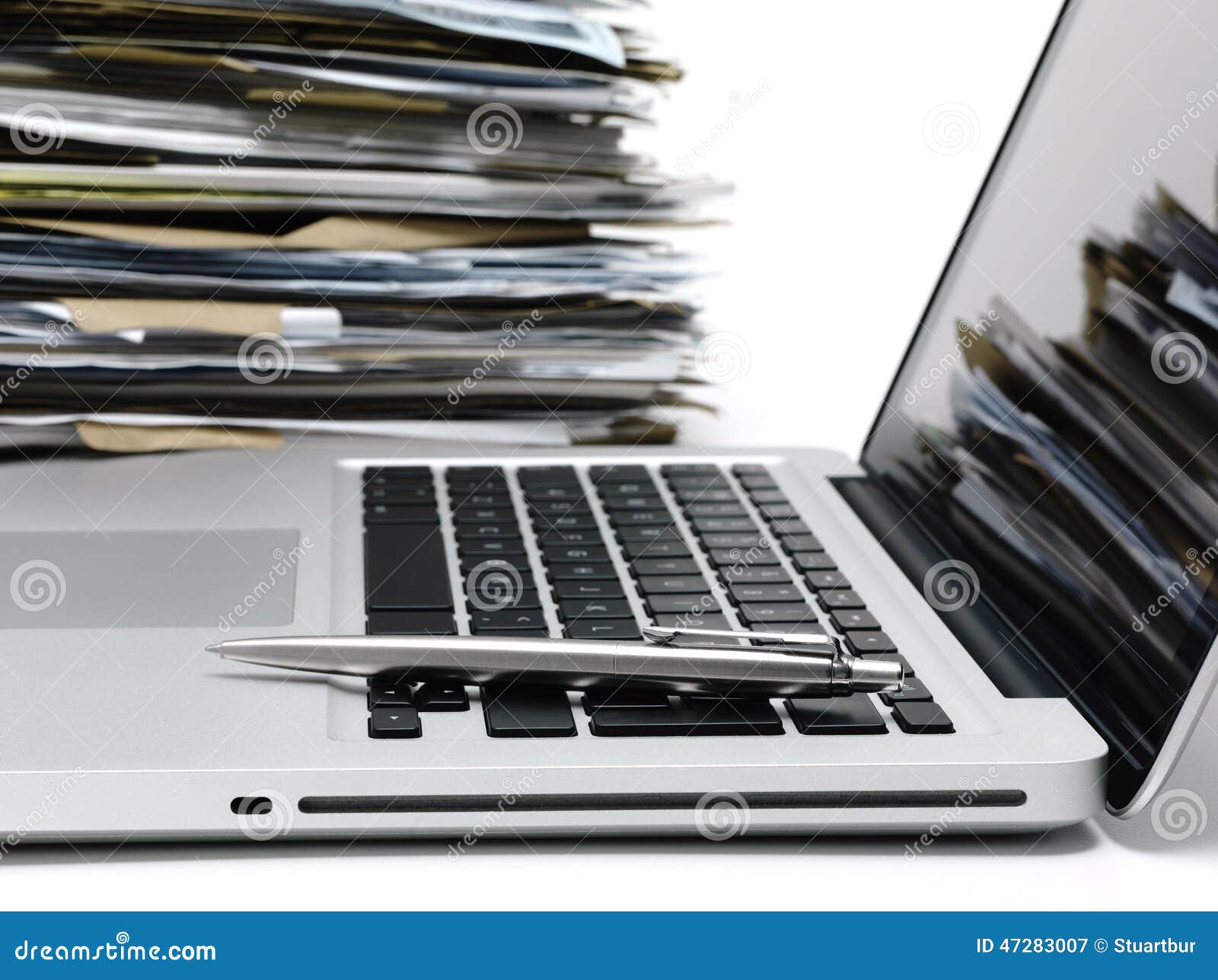 Laptop with files stock image. Image of notebook, information - 47283007