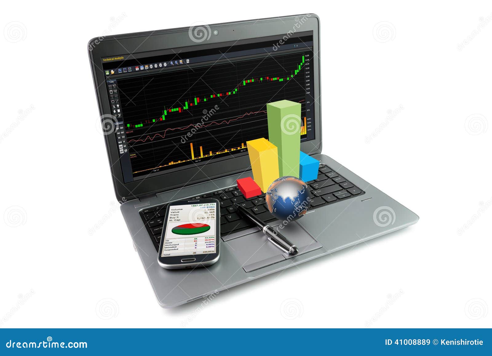 Laptop with Financial Items Stock Image - Image of computer, cellphone ...