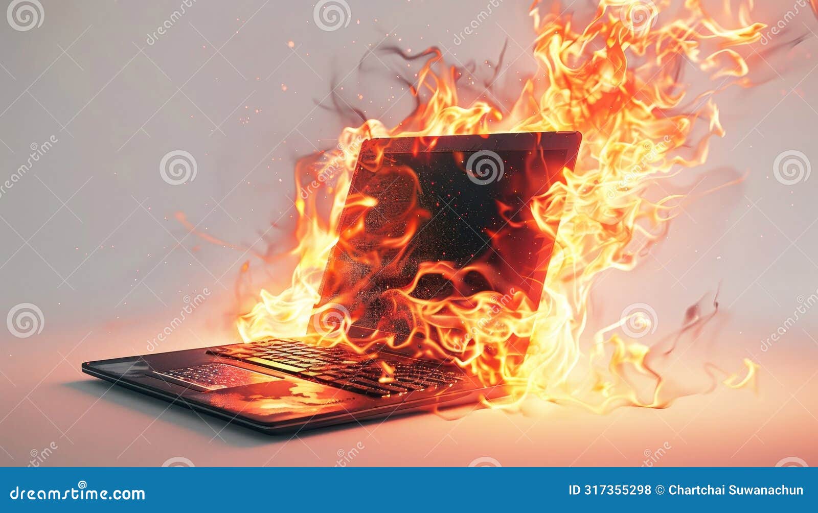 A Laptop is on Fire, with Flames Shooting Out of it by AI Generated ...