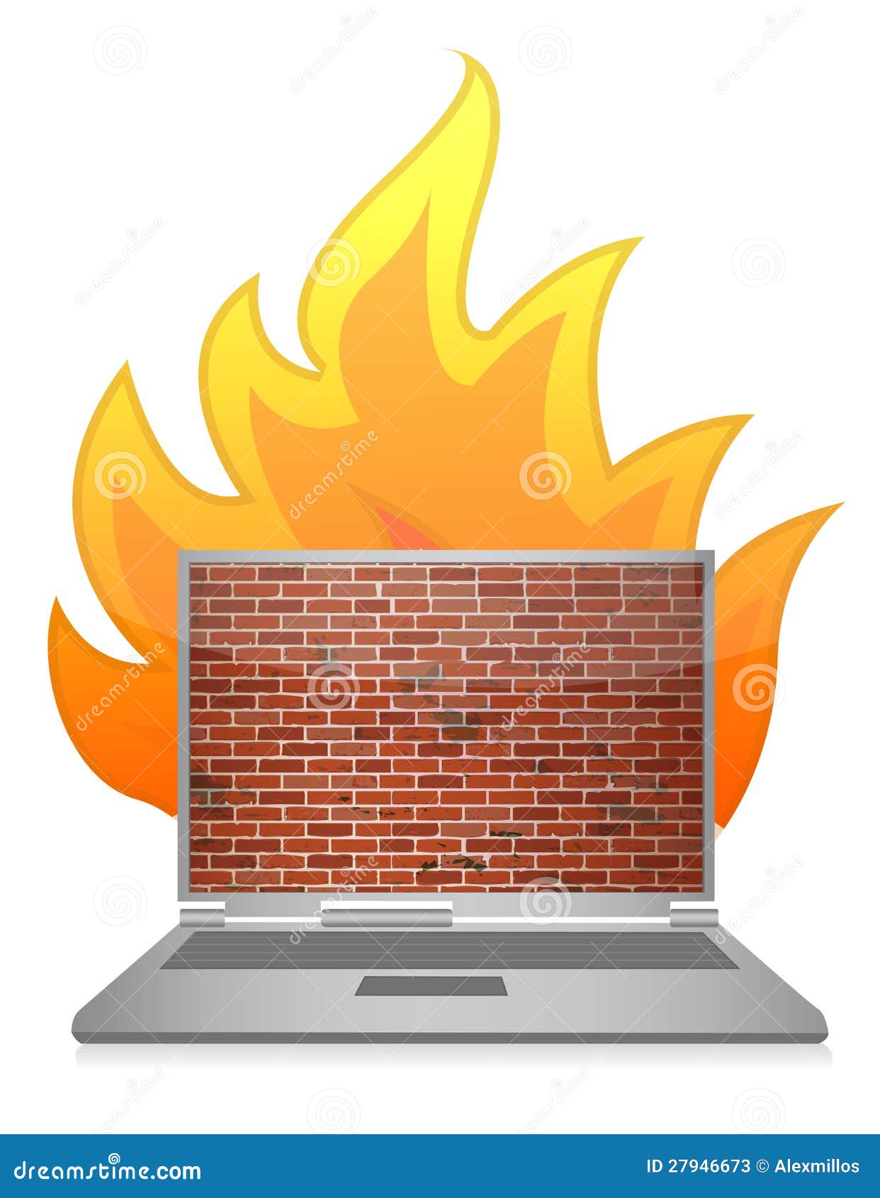 Laptop Firewall Royalty-Free Cartoon | CartoonDealer.com #27946673