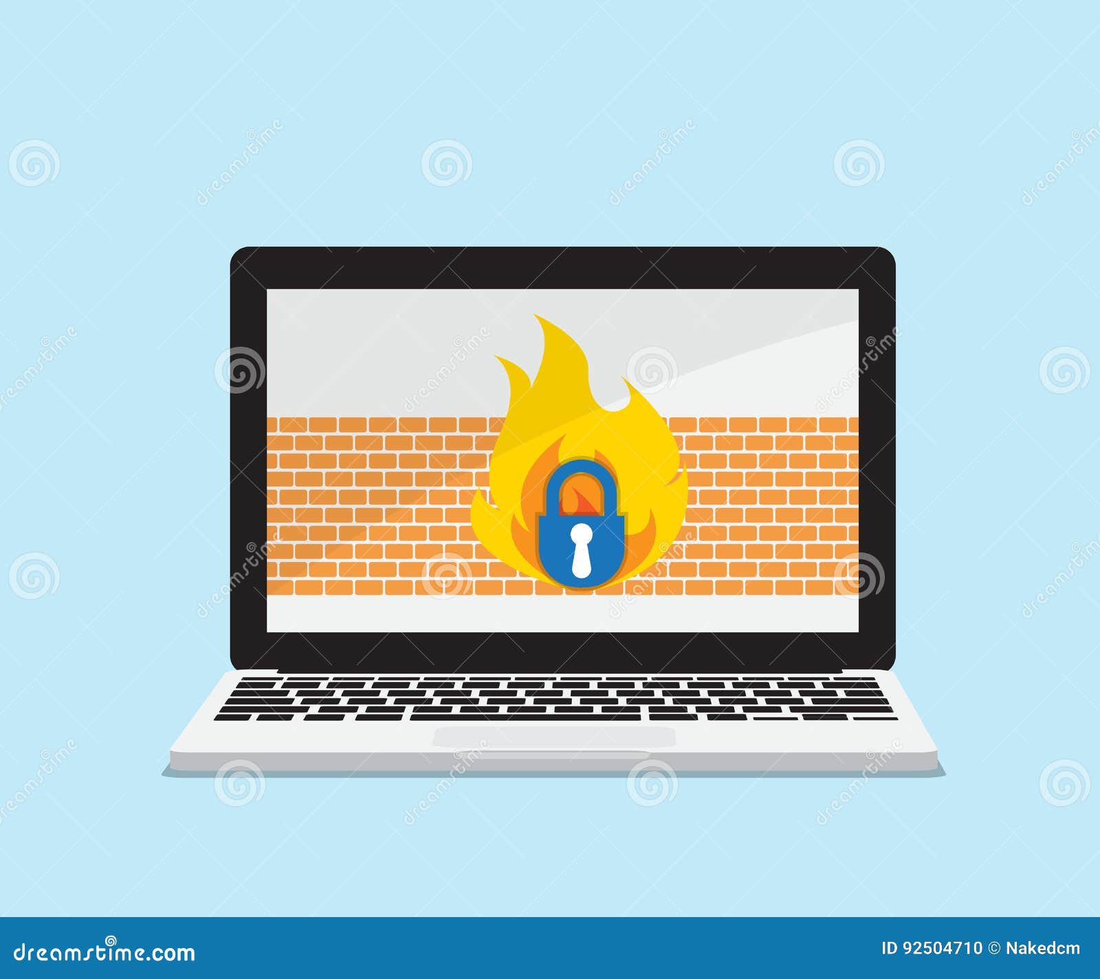 Laptop Firewall Royalty-Free Cartoon | CartoonDealer.com #27946673