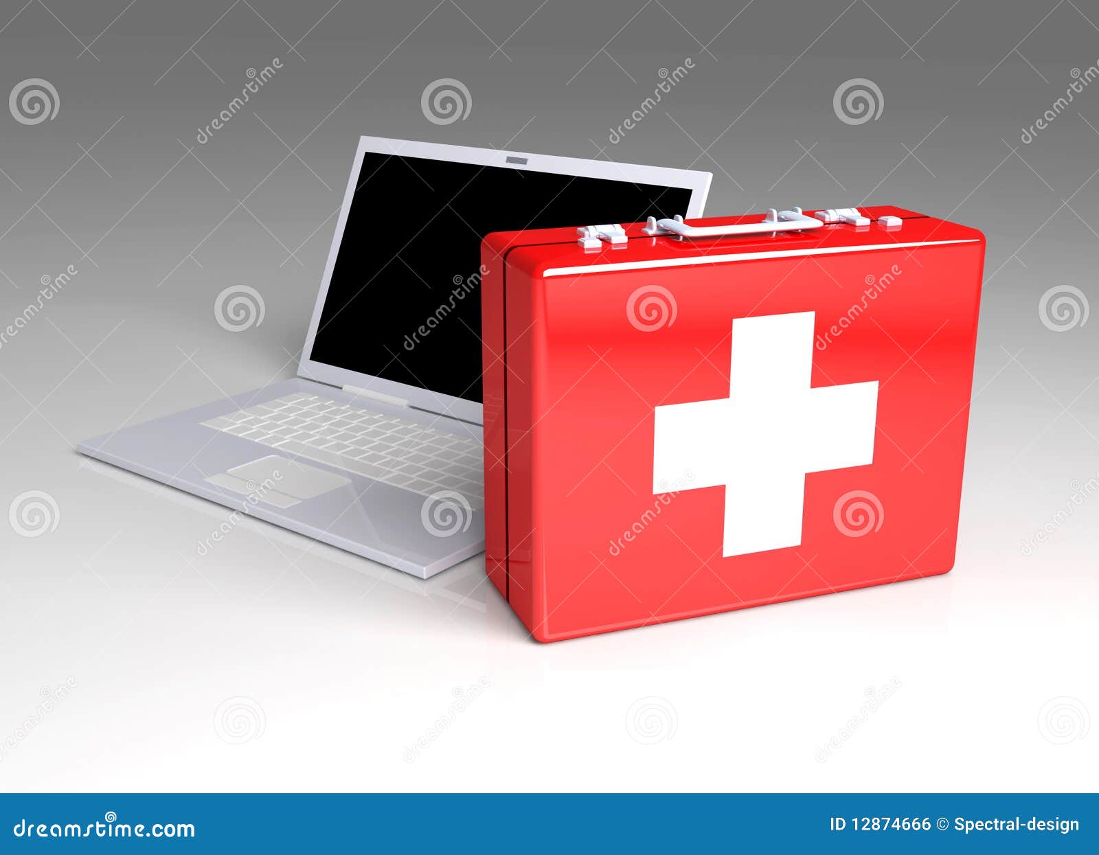 Laptop First aid stock illustration. Illustration of help - 12874666