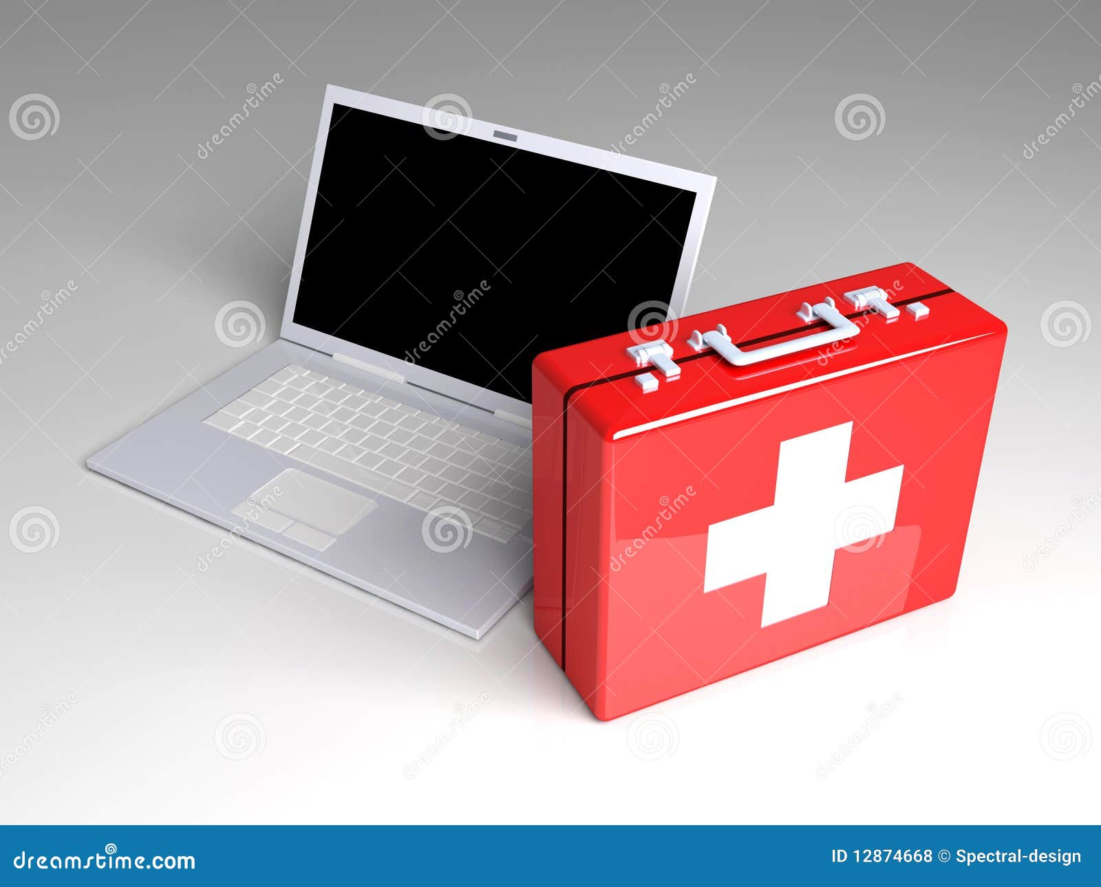 Laptop First aid stock illustration. Illustration of emergency - 12874668