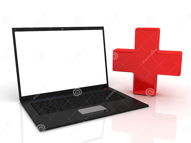Laptop First aid stock illustration. Illustration of modern - 14835706