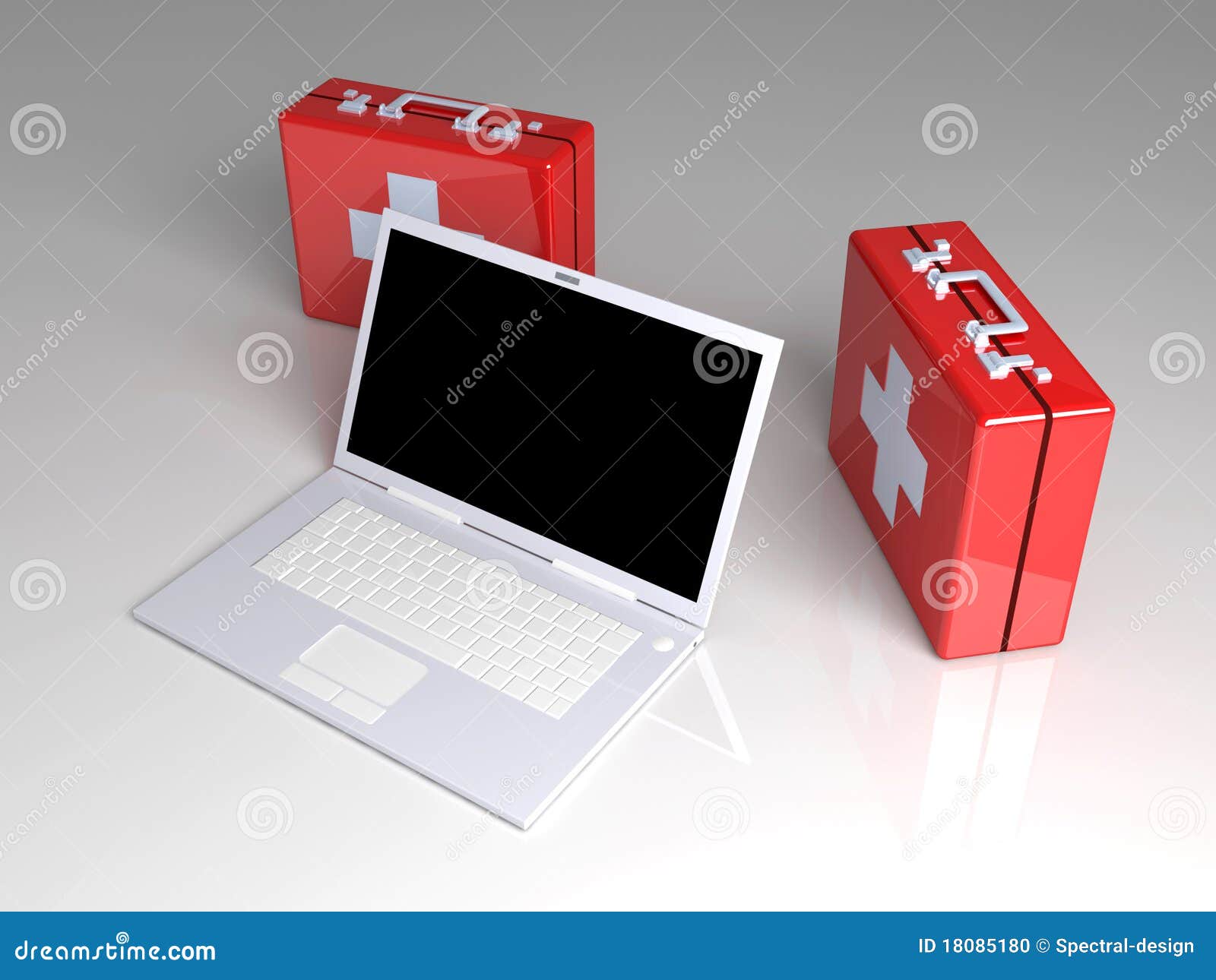 Laptop First aid stock illustration. Illustration of container - 18085180