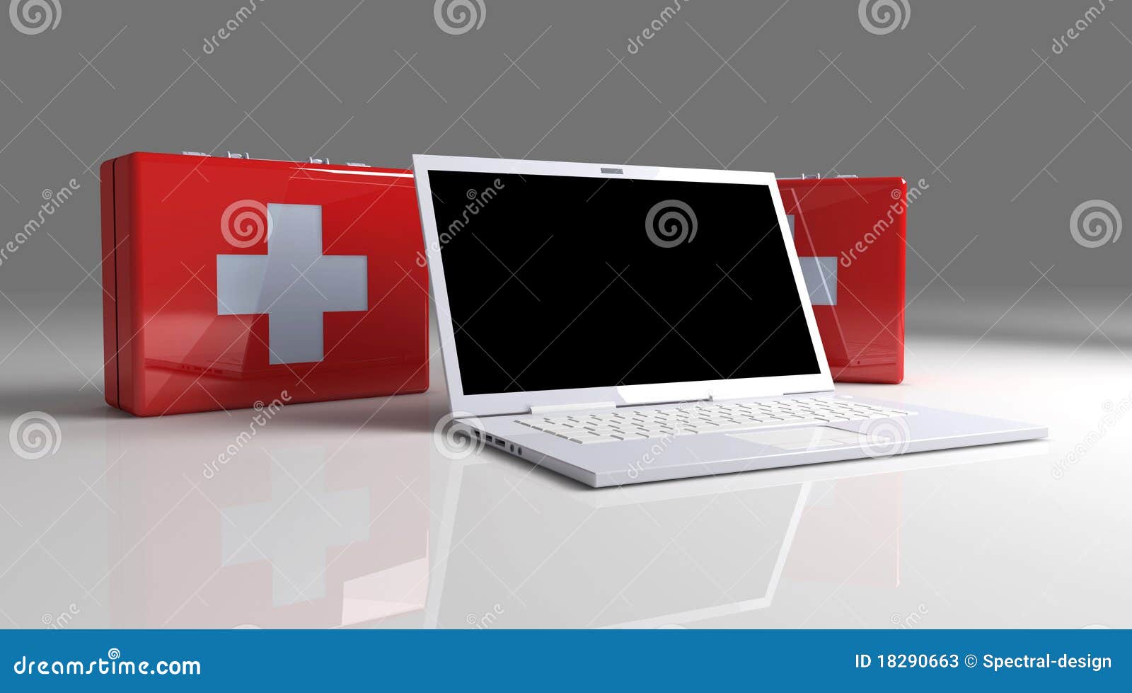 Laptop First aid stock illustration. Illustration of container - 18290663