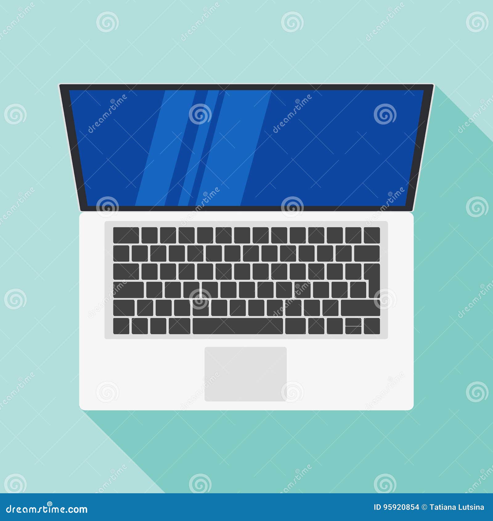 Laptop Flat Icon. Computer Symbol. Vector Illustration. Top View Laptop ...
