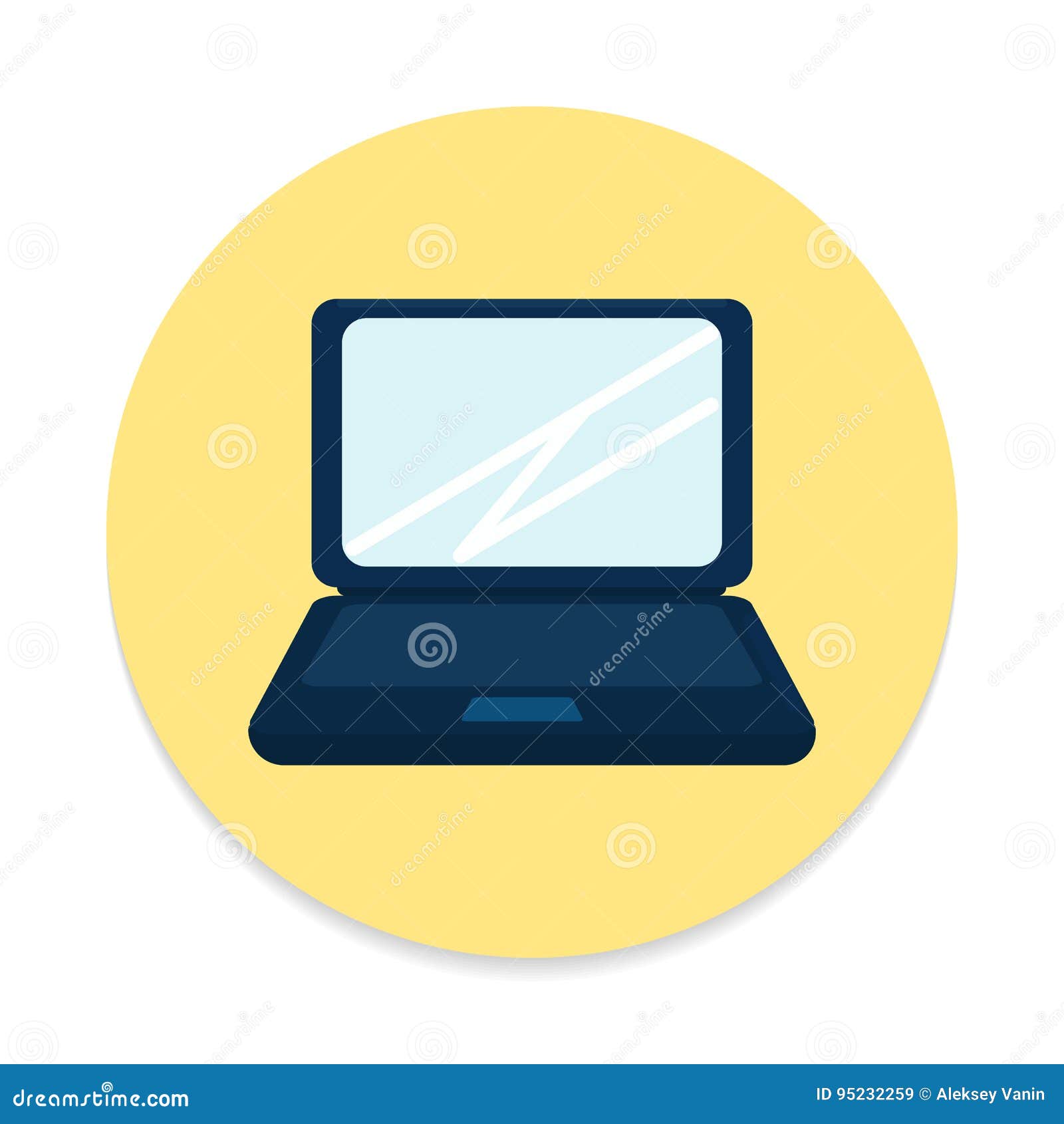 Laptop Flat Icon. Round Colorful Button, Circular Vector Sign Stock ...