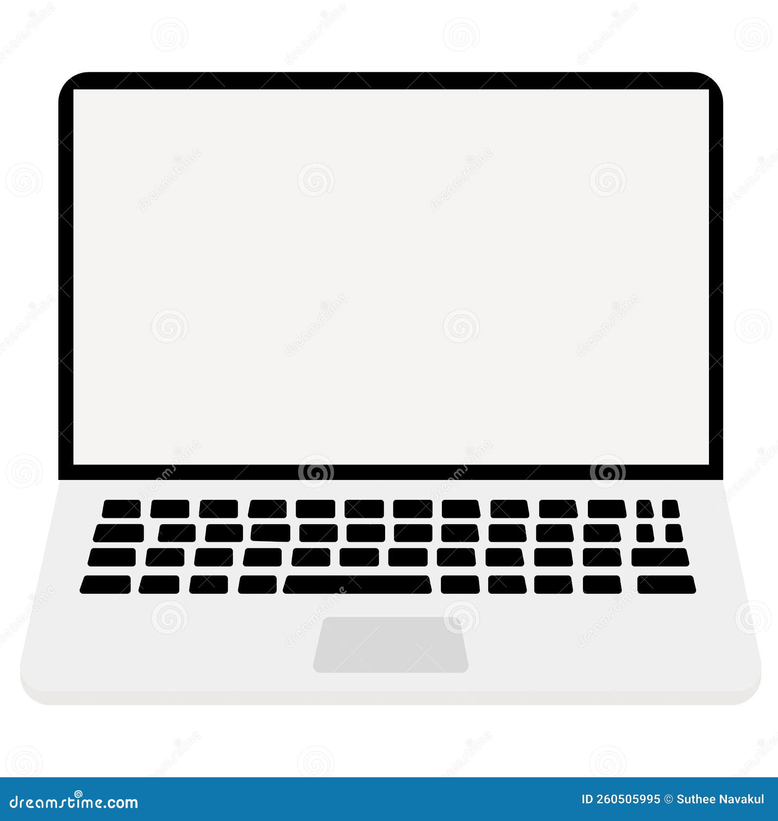 Laptop Flat Icon on White Background. Computer Laptop with Blank Empty ...