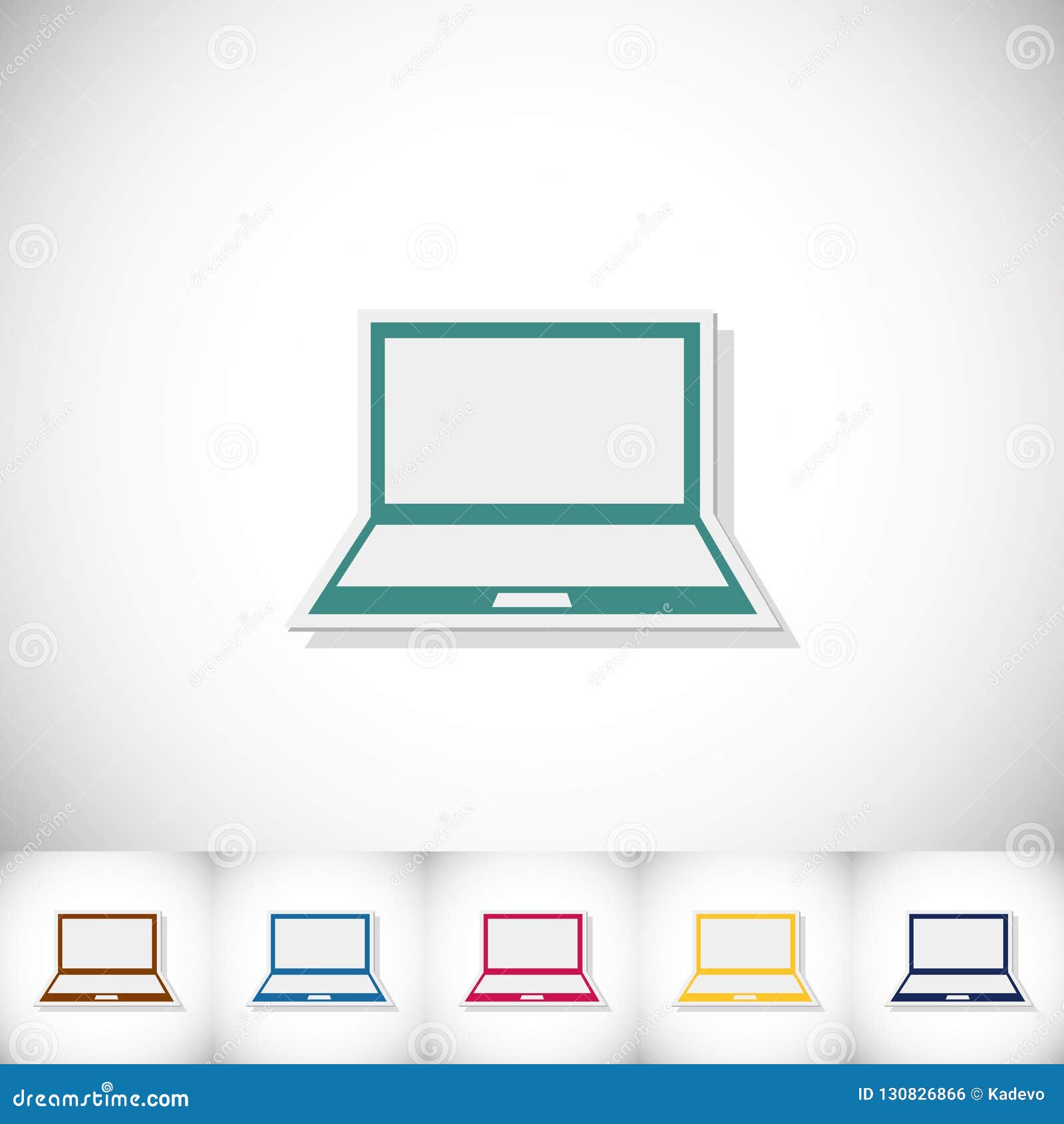 Laptop. Flat Sticker with Shadow on White Background Stock Vector ...