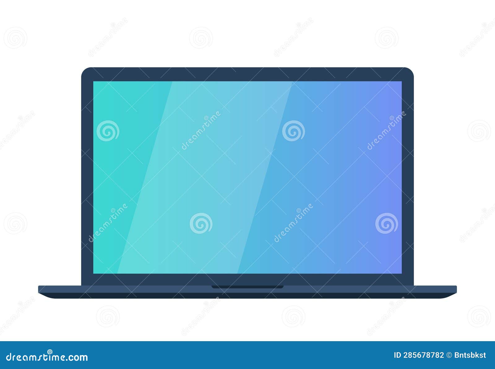 Laptop in Flat Style. Computer with Empty Screen, Blank Copy Space on ...