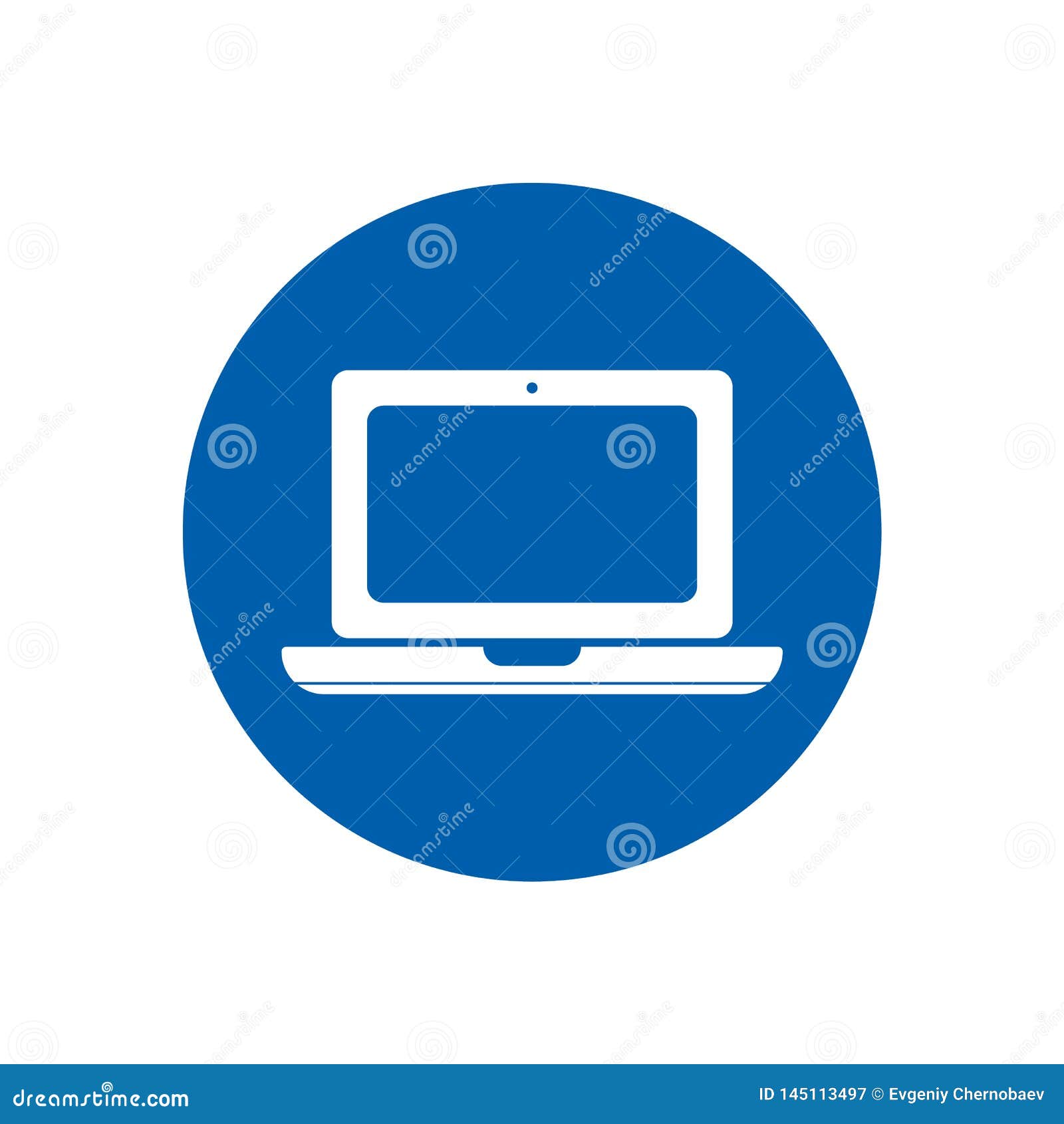 Laptop Flat Style Icon in Blue Circle Vector Eps10. Notebook or Laptop ...