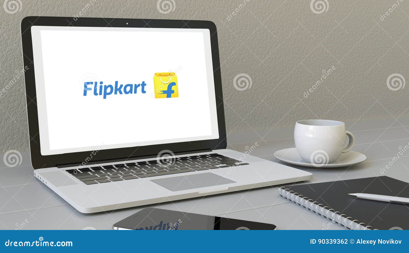 Laptop with Flipkart Logo on the Screen. Modern Workplace Conceptual ...