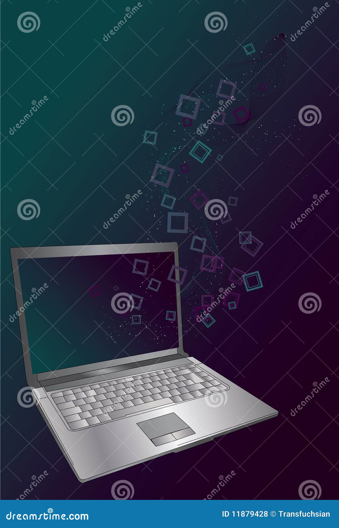 Laptop with Flowing Lines and Square Shapes Stock Vector - Illustration ...