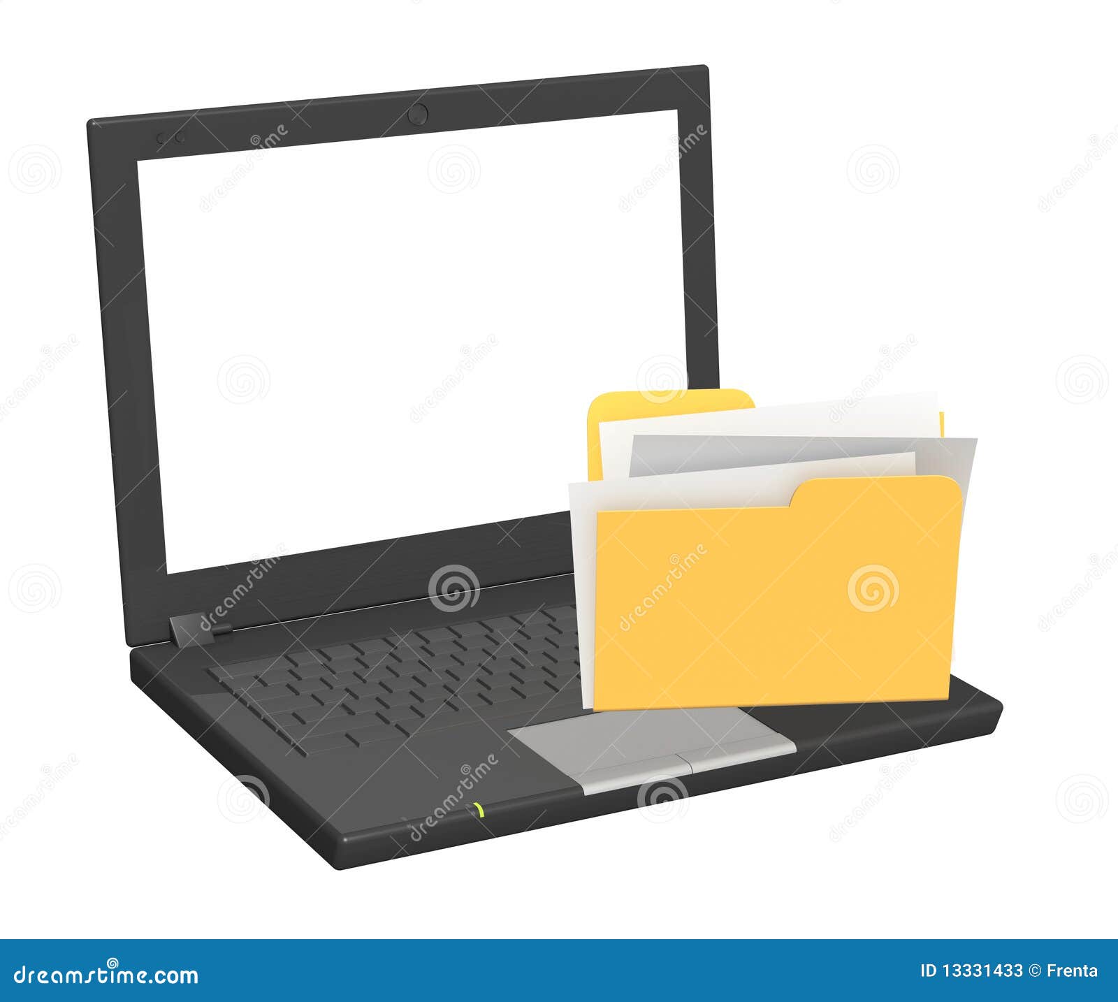 Laptop and folder stock illustration. Illustration of office - 13331433