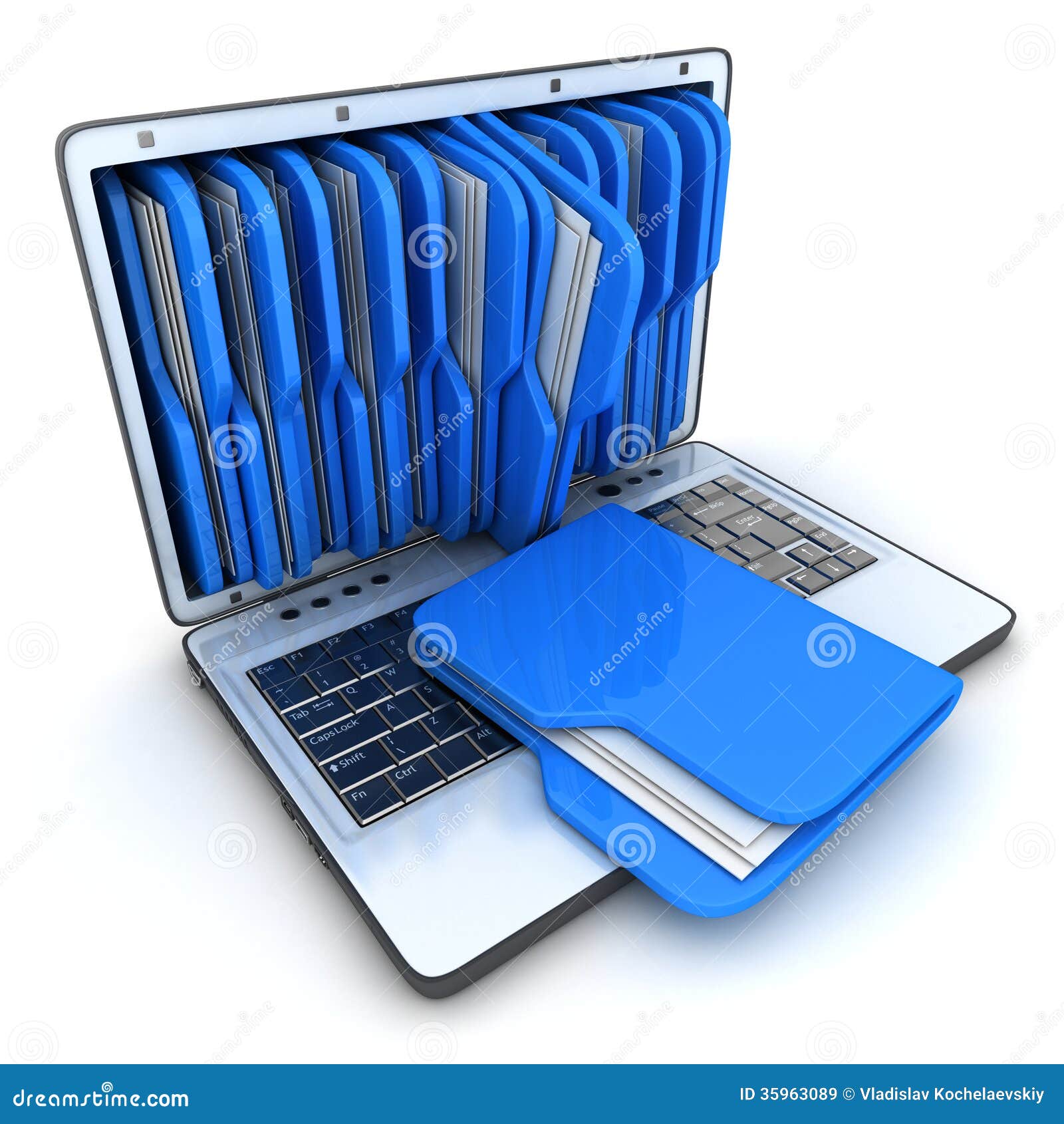 Laptop and folder stock illustration. Illustration of business - 35963089