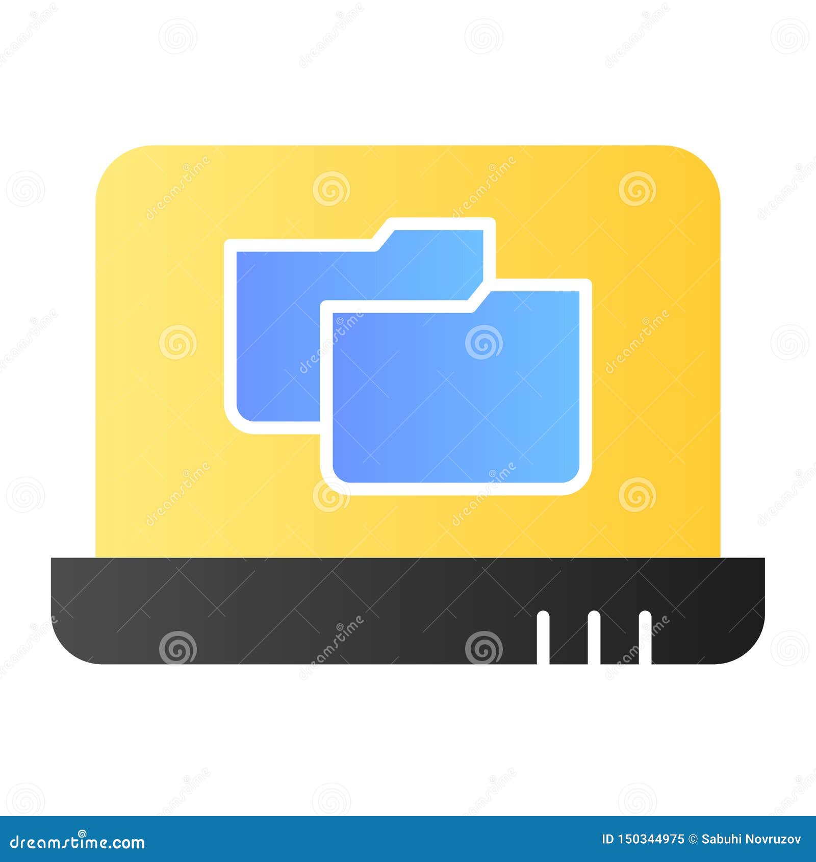 Laptop Folder Flat Icon. File Folder on Notebook Color Icons in Trendy ...