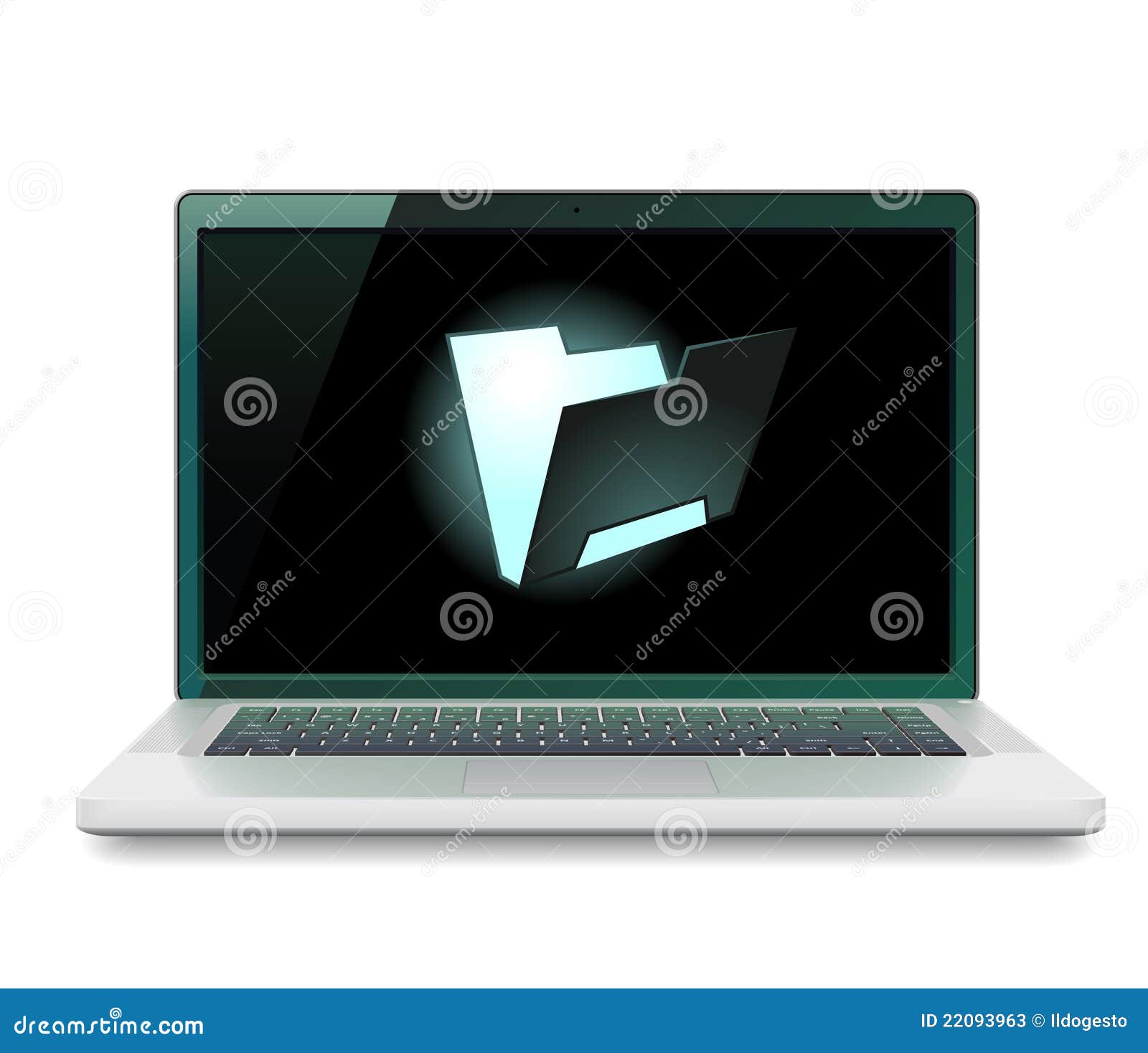 Laptop with folder icon stock vector. Illustration of monitor - 22093963