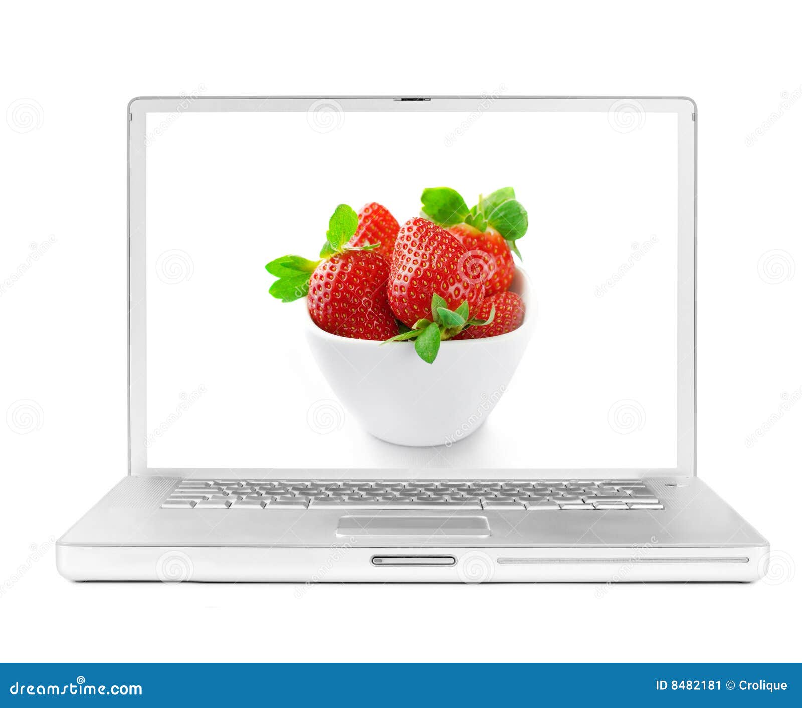 Laptop with Fresh Strawberry on the Screen Stock Image - Image of ...