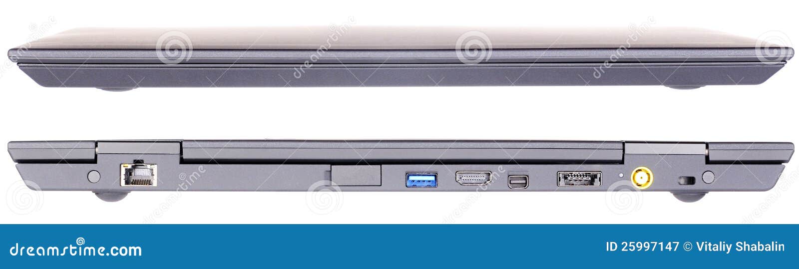 Laptop front and rear view stock image. Image of connector - 25997147