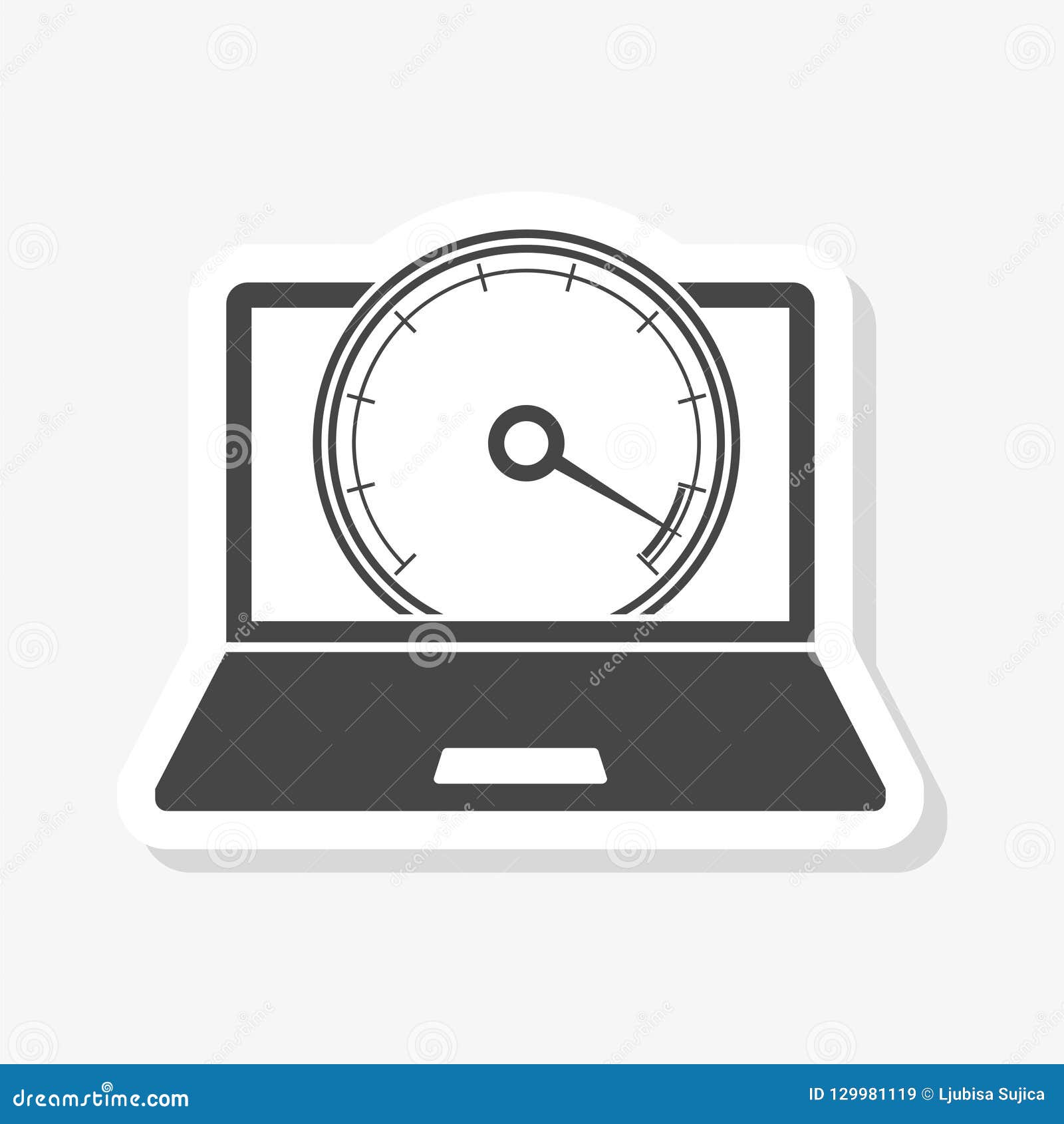 Laptop Front View and Internet Speed Sticker Stock Vector ...