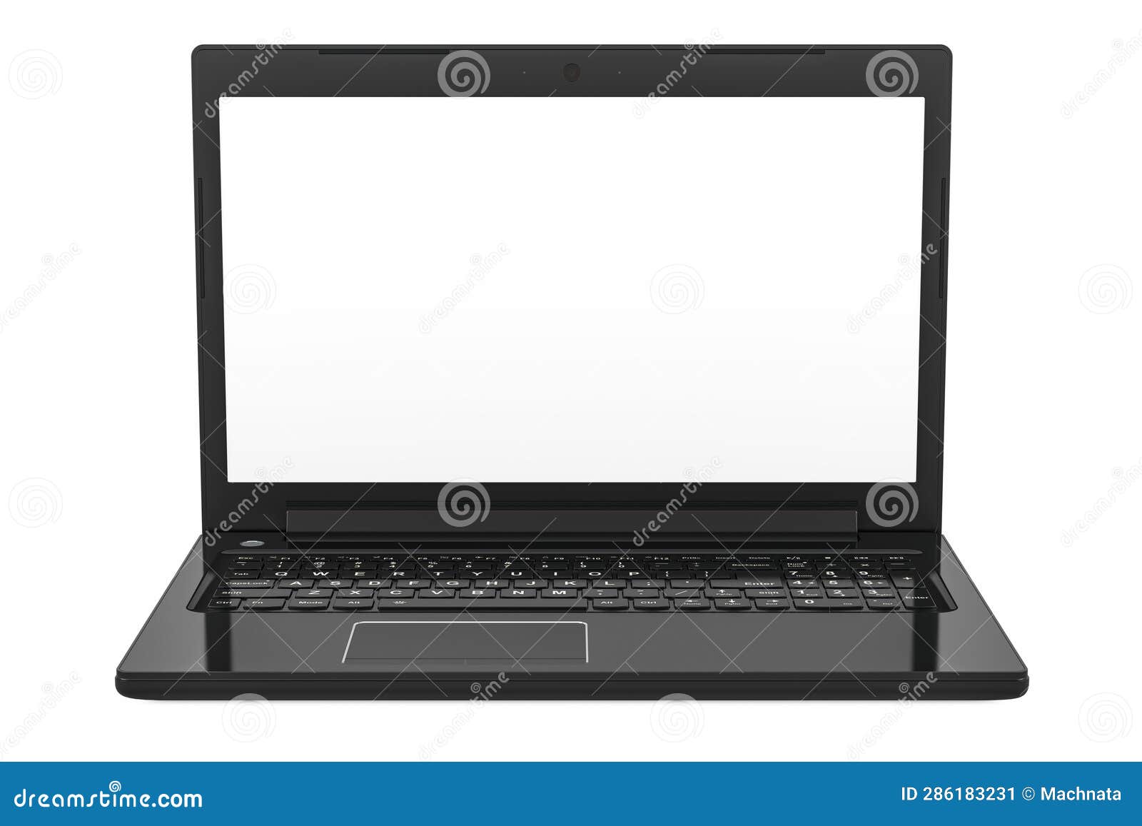 Laptop, Front View with White Screen, 3D Rendering Stock Illustration ...