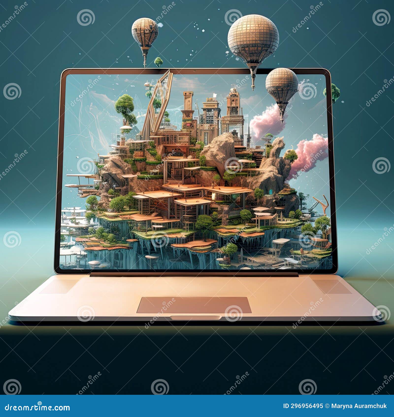 A Laptop of the Future with a Three-dimensional Image of the Monitor ...