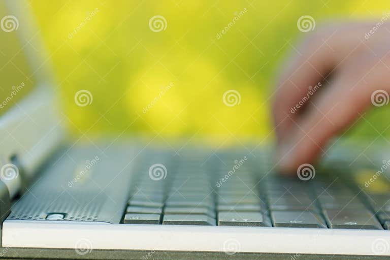 Laptop in the garden stock image. Image of mobile, yellow - 774195